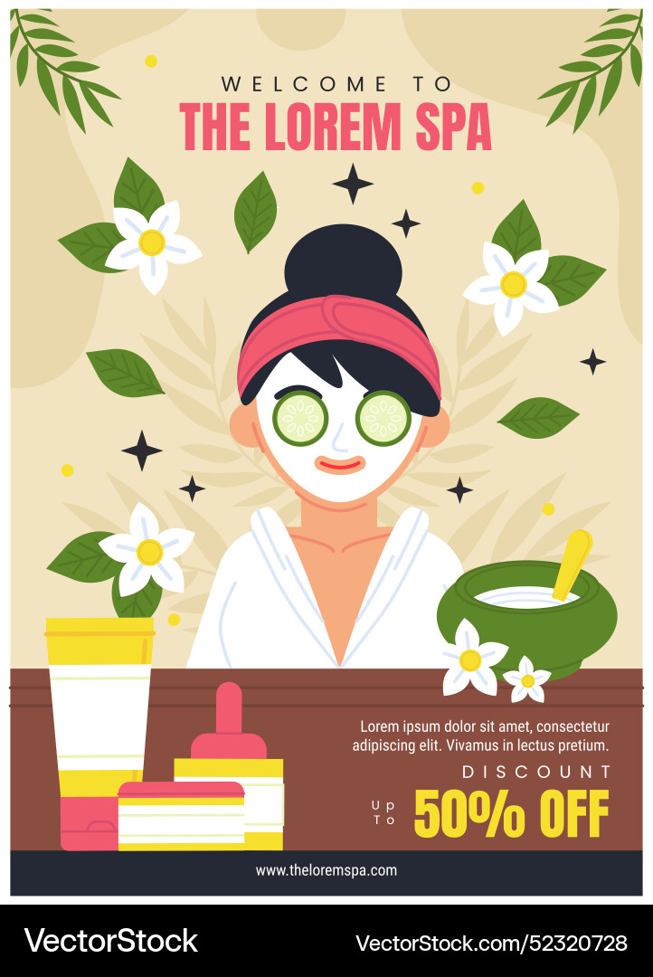 Spa poster design template Royalty Free Vector Image