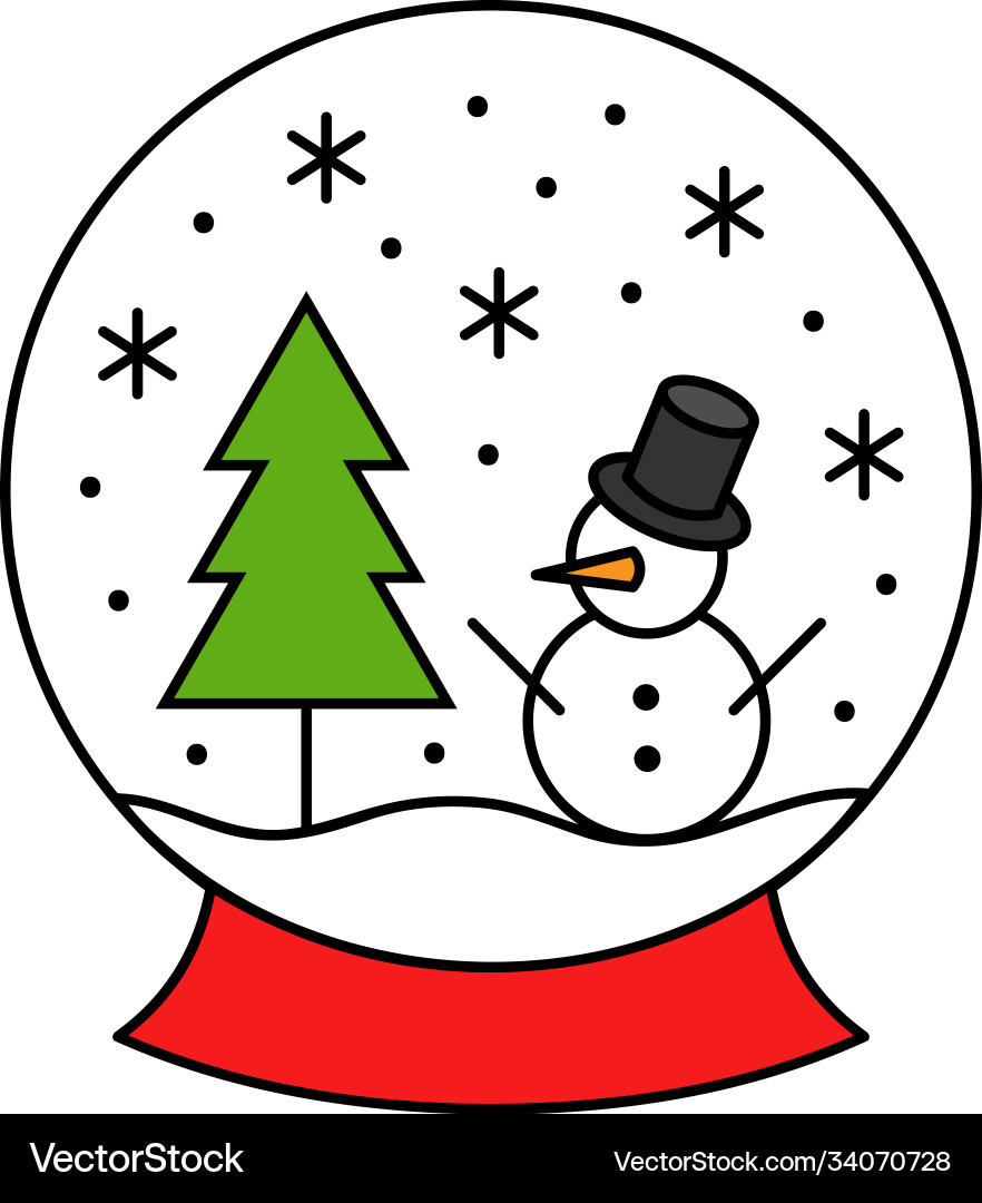 Winter snow globe outline icon Royalty Free Vector Image