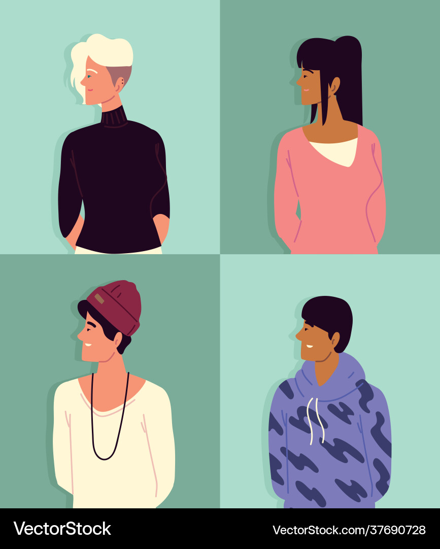 Youth people portrait Royalty Free Vector Image