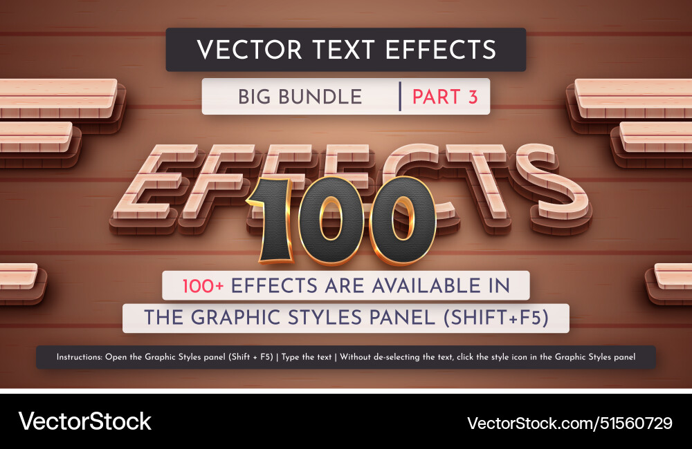100 editable text effects mega bundle Royalty Free Vector