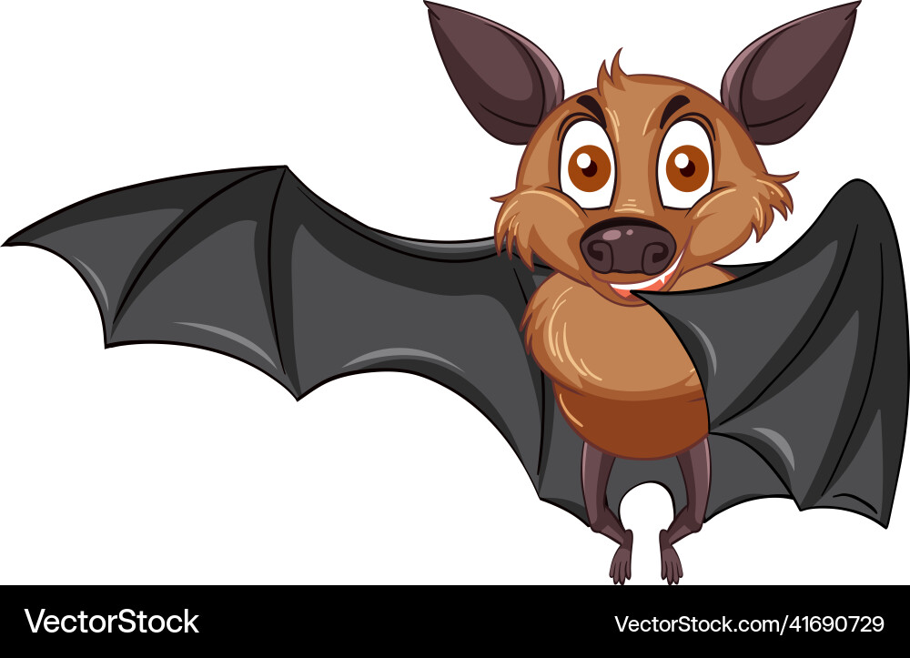 Brown bat cartoon character on white background Vector Image