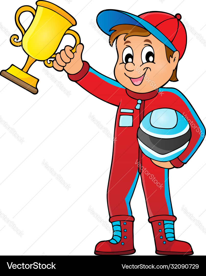 Car racer holding trophy theme image 1 Royalty Free Vector