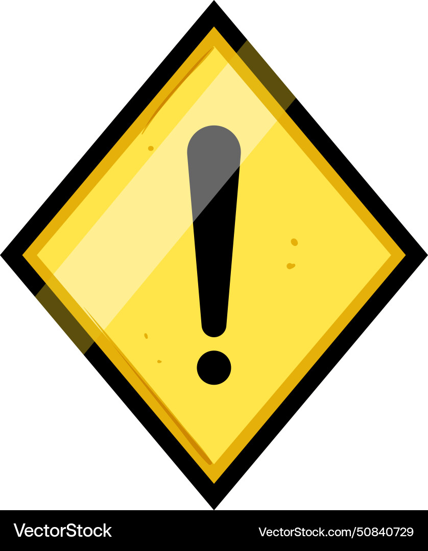 Caution yellow warning sign cartoon Royalty Free Vector