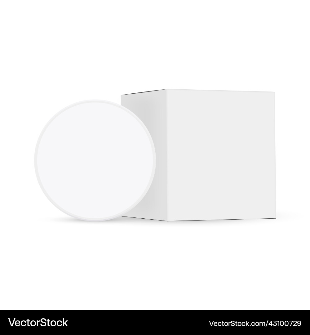 Cosmetic jar and square packing box mockup Vector Image