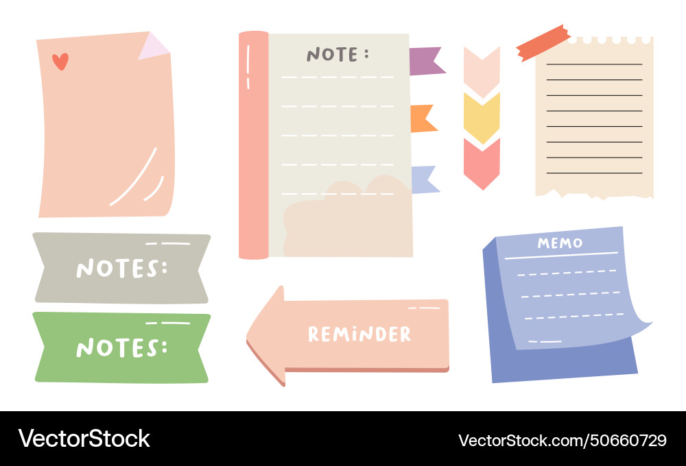 Cute hand drawn planner journal notepad Royalty Free Vector