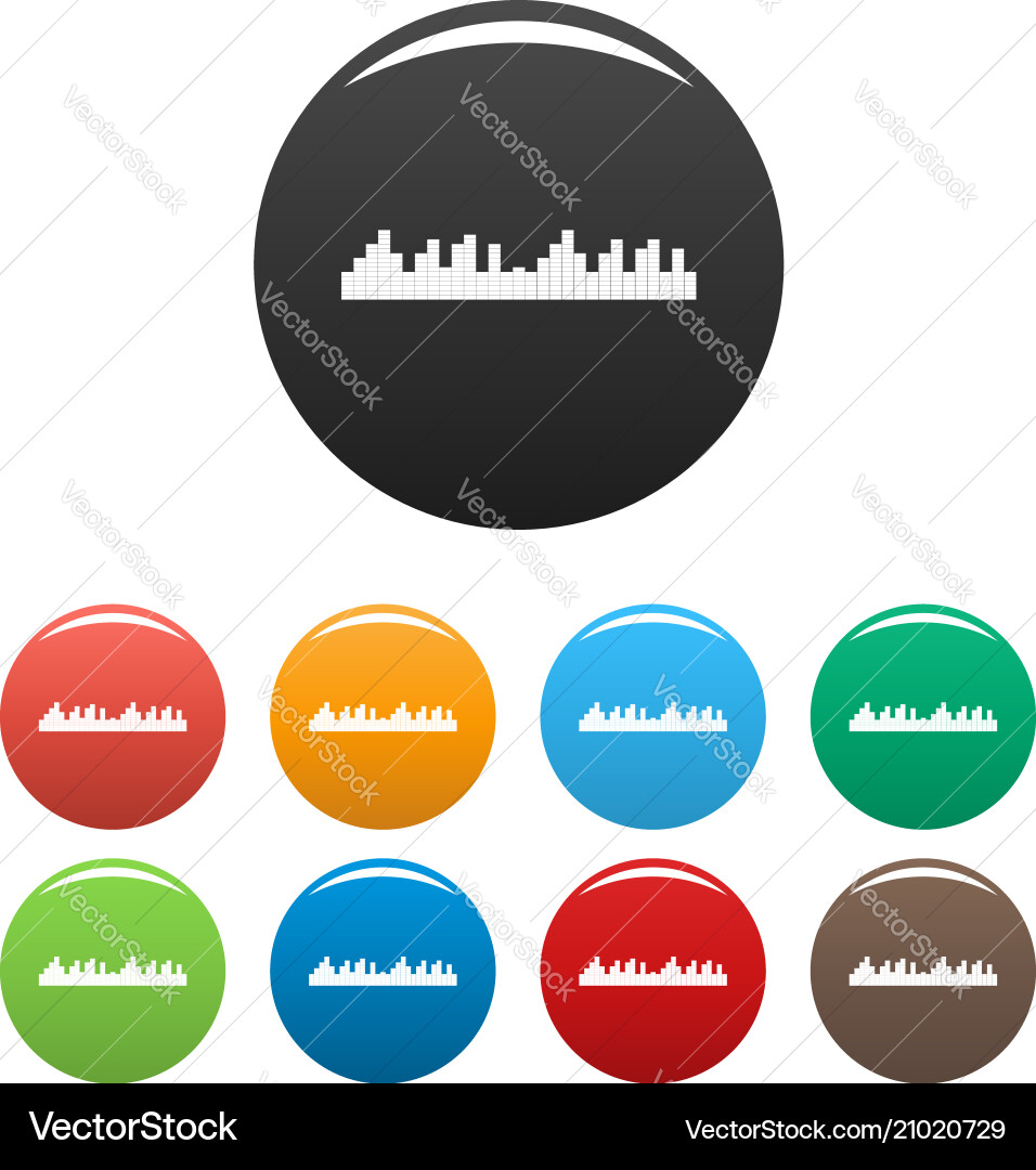 Equalizer frequency icons set color Royalty Free Vector