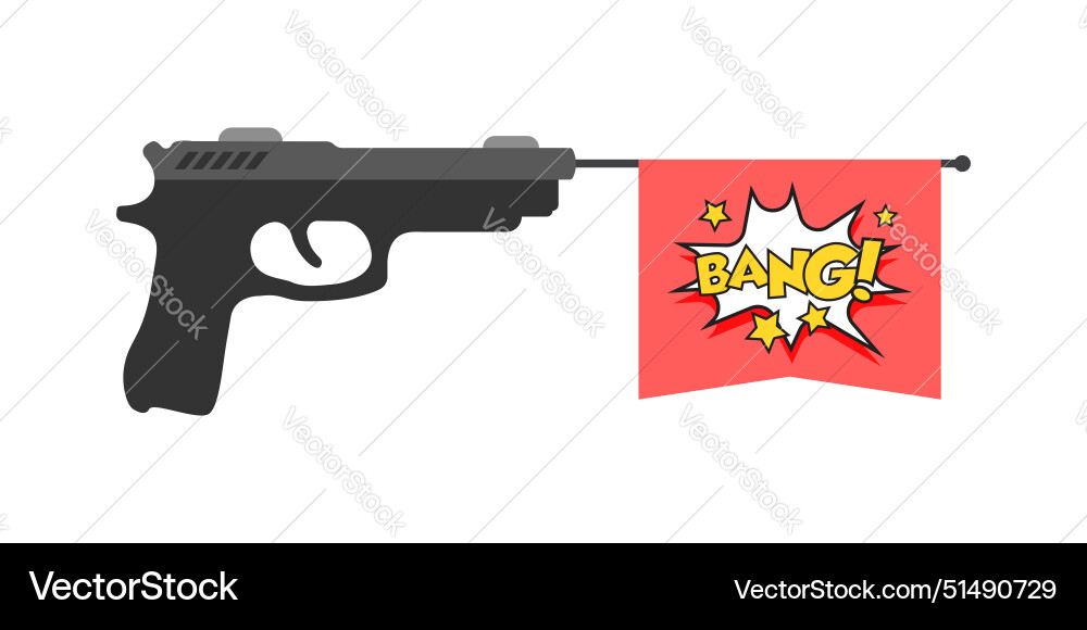 Pistol gun with bang text icon in flat style Vector Image