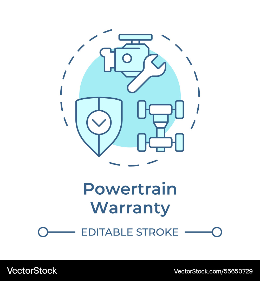 Powertrain warranty soft blue concept icon Vector Image
