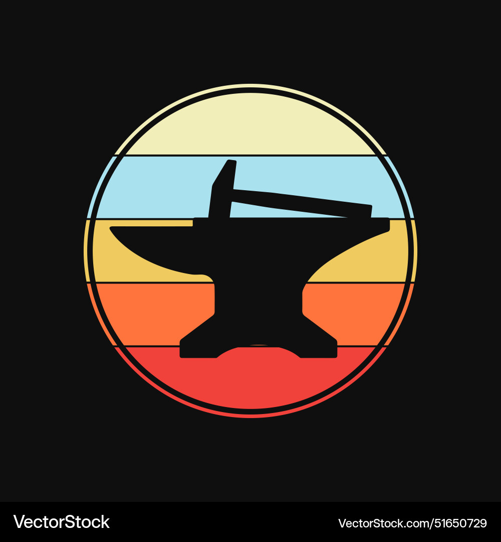 Retro vintage blacksmith hammer and anvil Vector Image