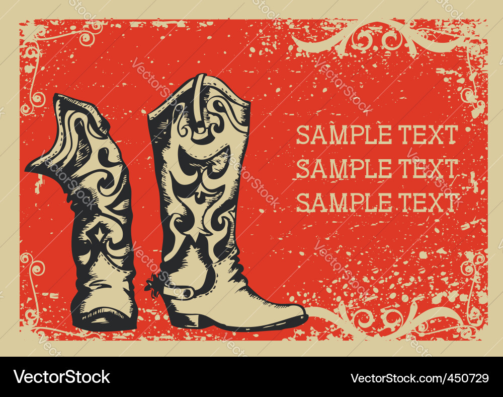 Rustic Cowboy Boots Royalty Free Vector Image - VectorStock