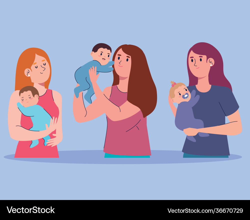 Three mothers characters Royalty Free Vector Image