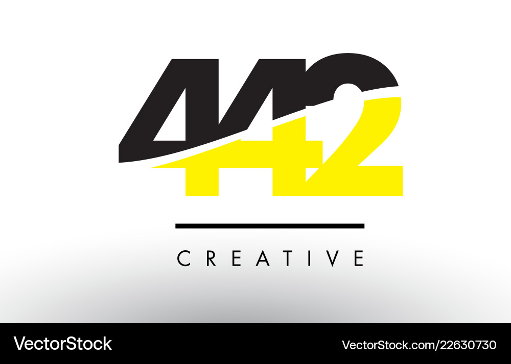 442 black and yellow number logo design Royalty Free Vector
