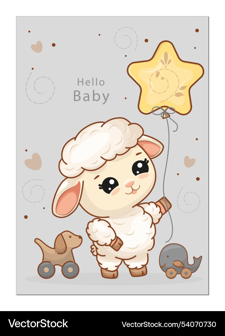 Adorable greeting card with fluffy sheep Vector Image