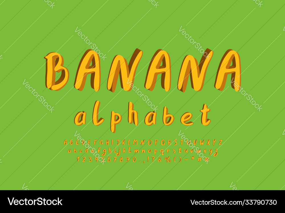 Banana Lettering - Yellow Typography Royalty Free Vector