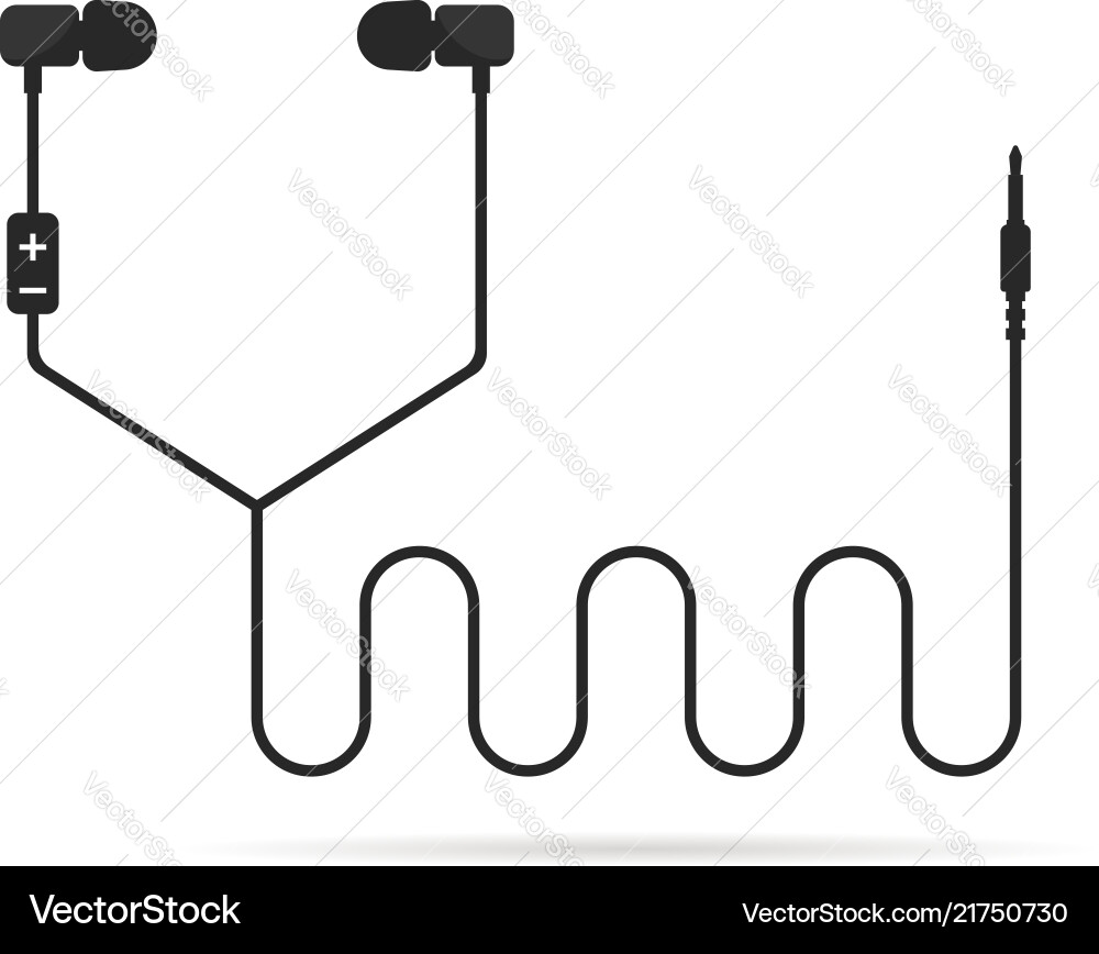Black earphones line isolated on white Royalty Free Vector