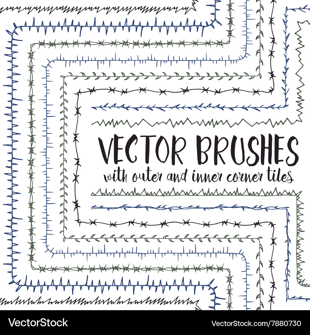 Brushes with inner and outer corner tiles Vector Image
