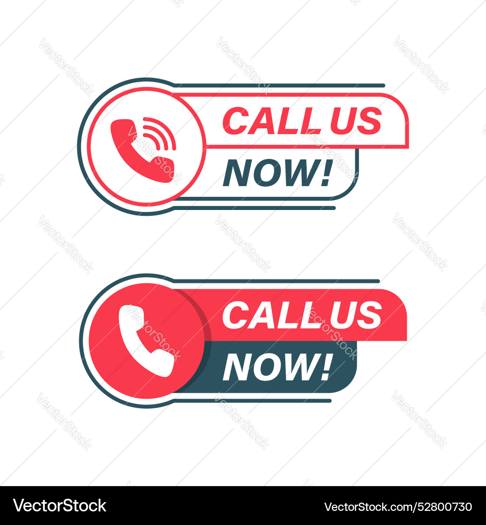Call us button icon in flat style phone number Vector Image