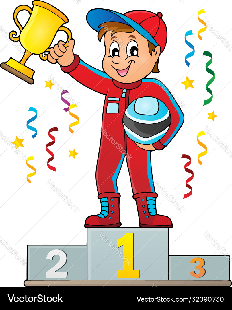 Car racer holding trophy theme image 2 Royalty Free Vector