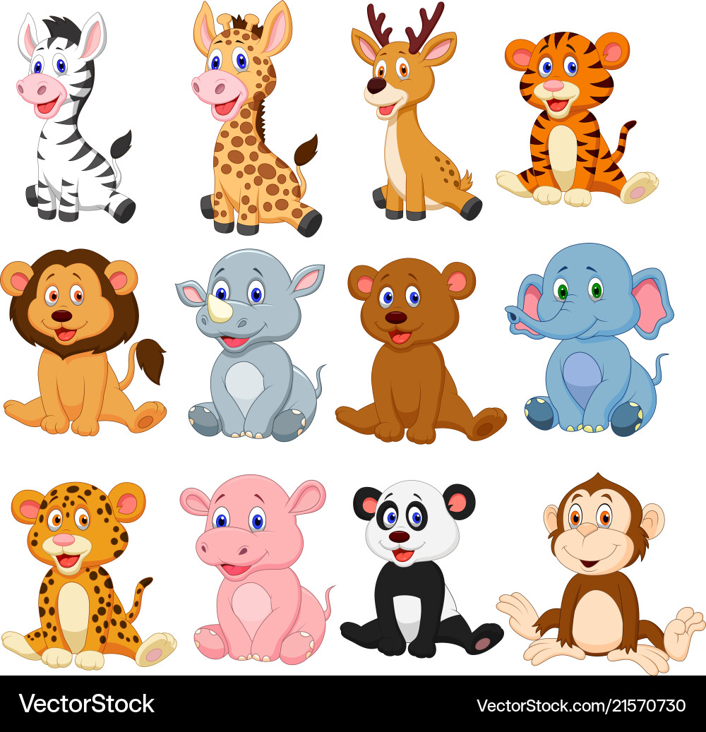 Cartoon Wild Animals Collection – Royalty-Free Vector | VectorStock