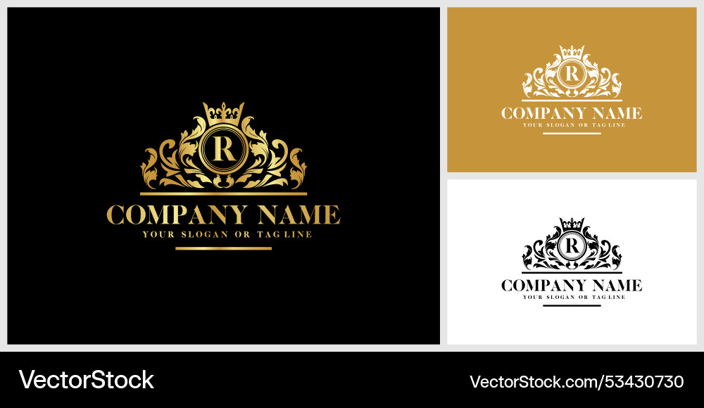 Creative letter r logo design luxury gold Vector Image