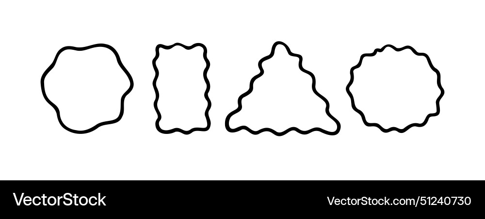 Doodle wave curve edge frame brush hand drawn Vector Image