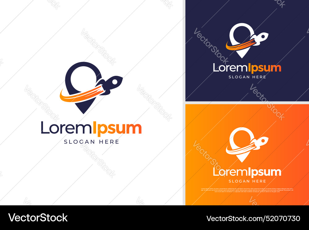 Fast rocket with pointer logo aviation tech Vector Image