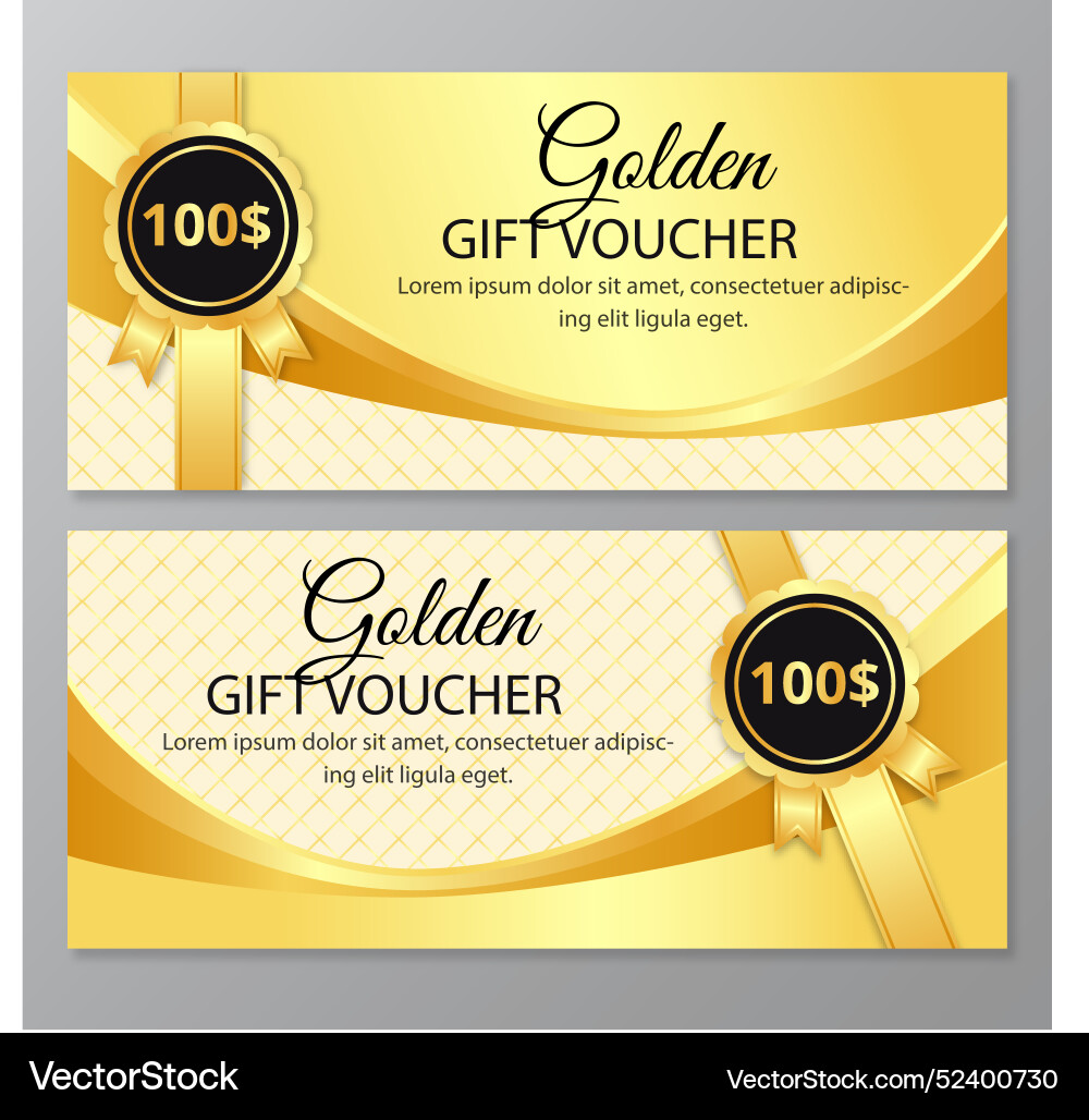 Golden gift voucher template Royalty Free Vector Image