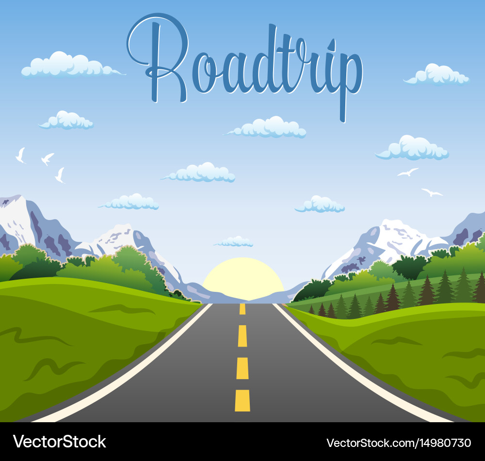 Highway drive with beautiful landscape Royalty Free Vector