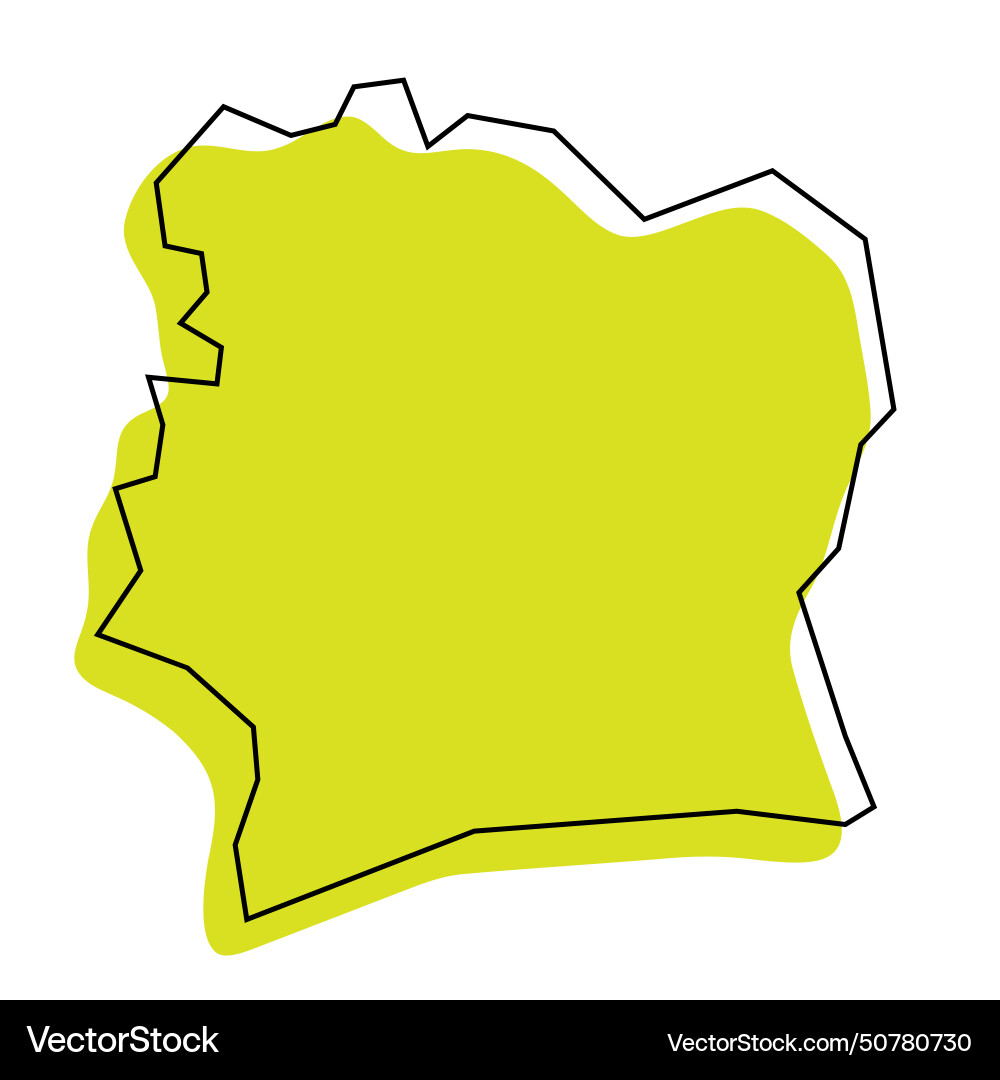 Ivory coast simplified map Royalty Free Vector Image