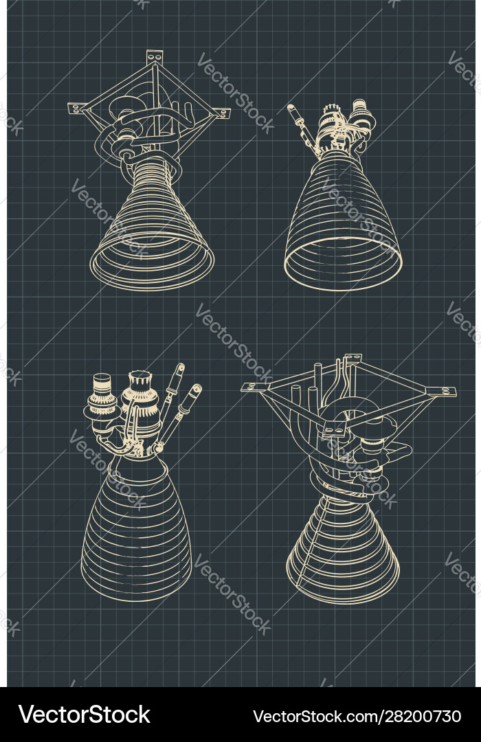 Rocket engines drawings Royalty Free Vector Image