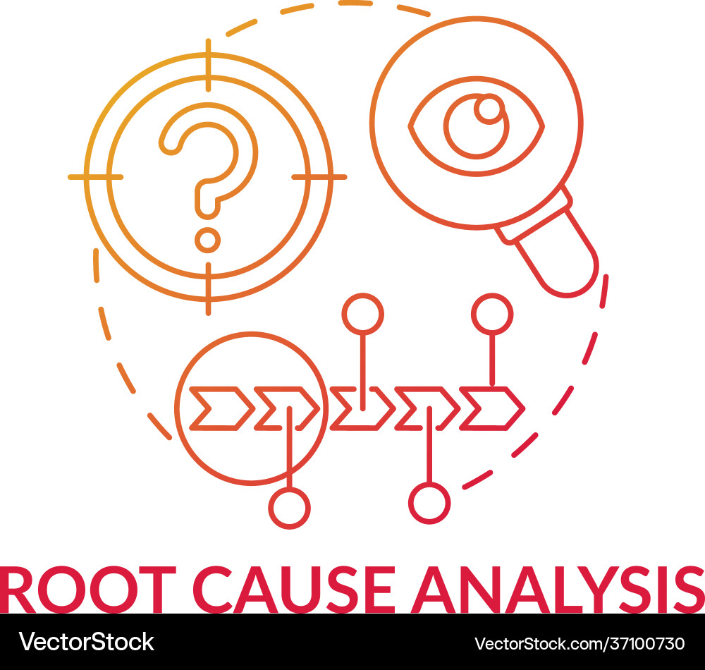 Root cause analysis red gradient concept icon Vector Image