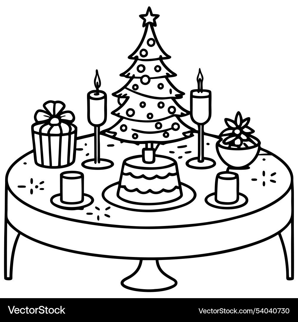 Table setting for a christmas dinner Royalty Free Vector