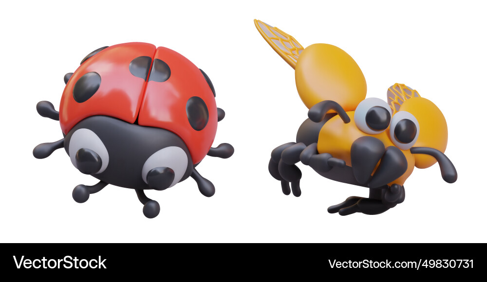 3d ladybug and scarab closeup creative Royalty Free Vector