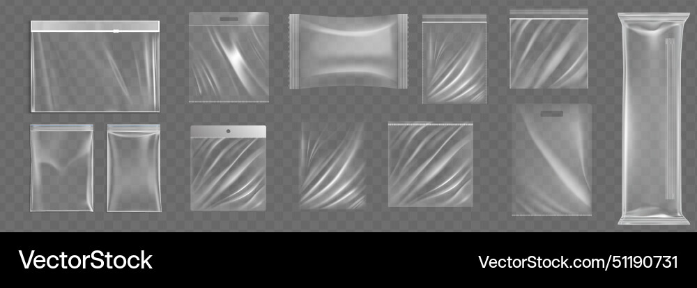 Big set of transparent empty plastic packaging Vector Image