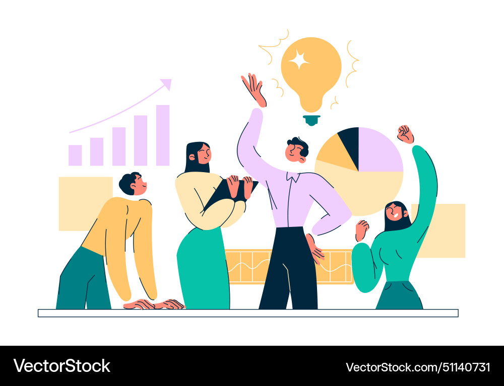 Business team brainstorm idea discussion finding Vector Image