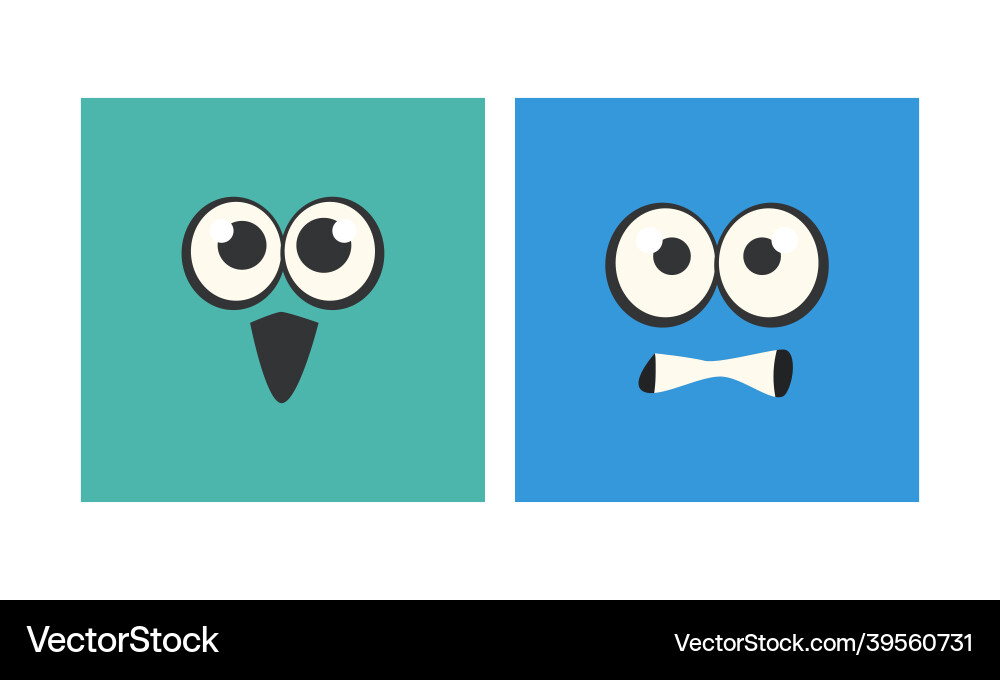 Cartoon square face with emotion expression Vector Image