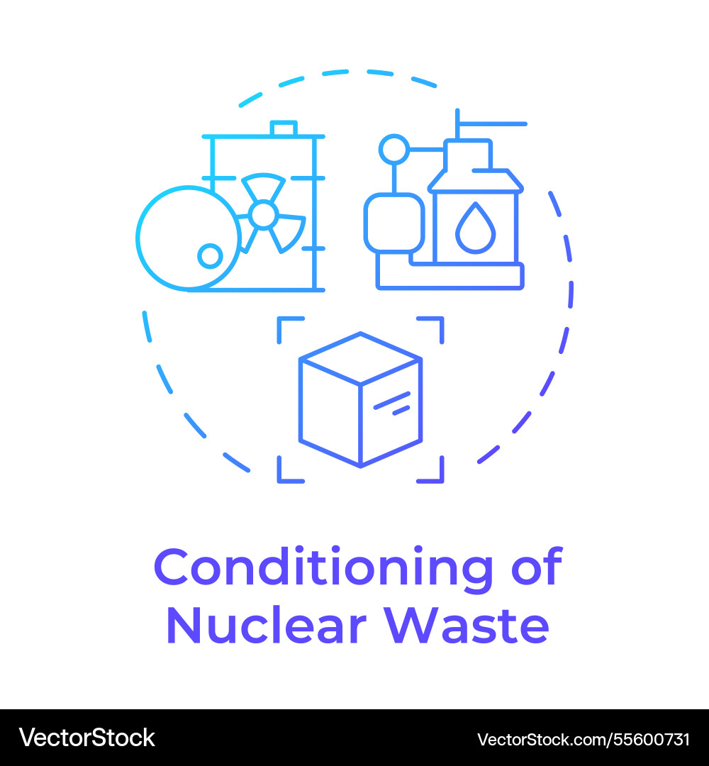 Conditioning of nuclear waste blue gradient Vector Image