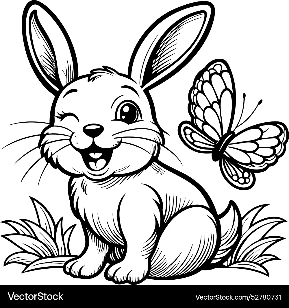 Cute banny coloring page Royalty Free Vector Image