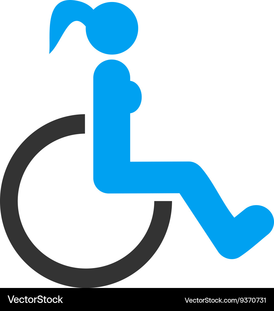 Disabled woman flat icon Royalty Free Vector Image