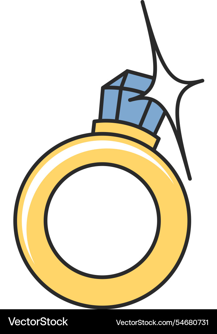 Golden engagement ring doodle design Royalty Free Vector