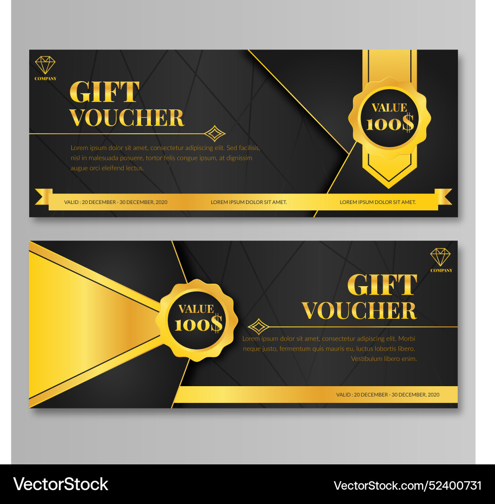 Golden gift voucher template Royalty Free Vector Image