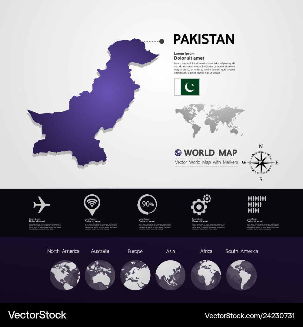 Pakistan map Royalty Free Vector Image - VectorStock
