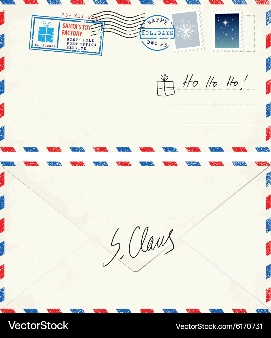 Postcard letter from santa Royalty Free Vector Image