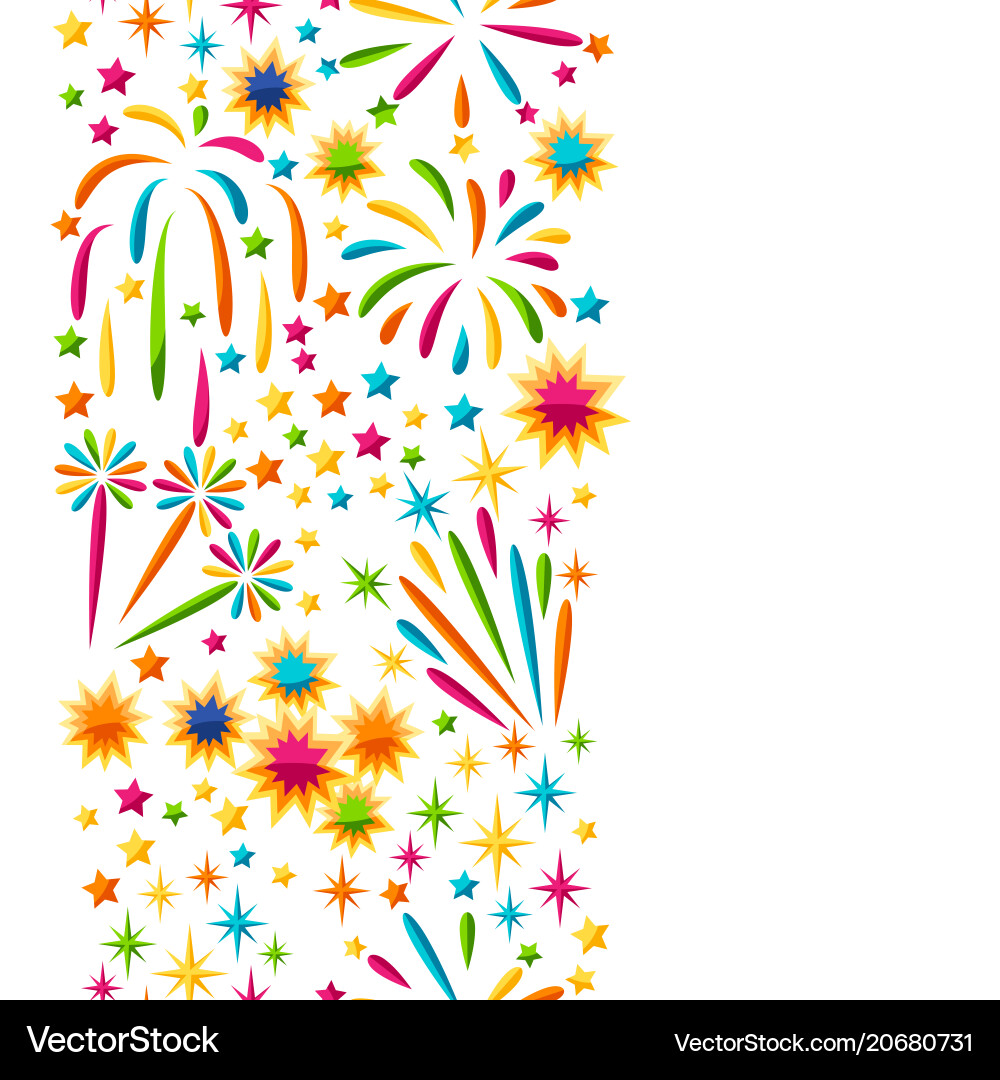 Seamless pattern with bright colorful fireworks Vector Image