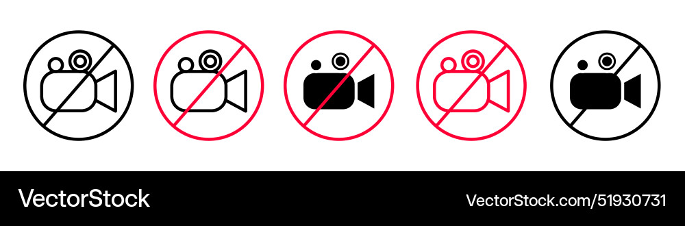Video recording ban icon for restricted filming Vector Image