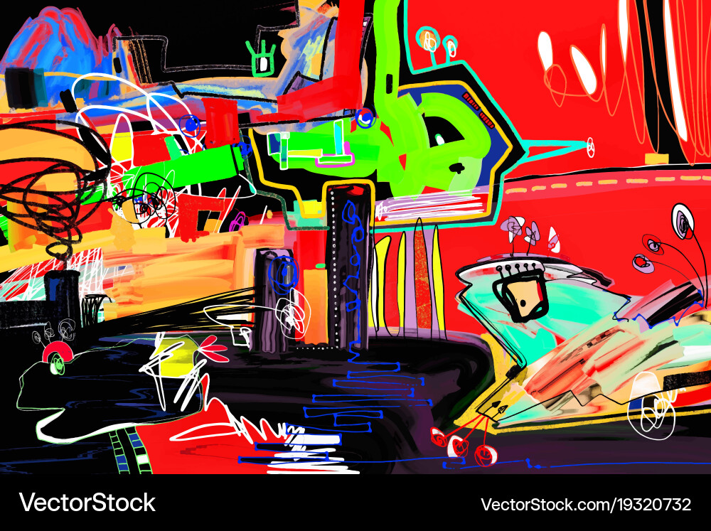Abstract Digital Art - Bold Colors Royalty Free Vector Image