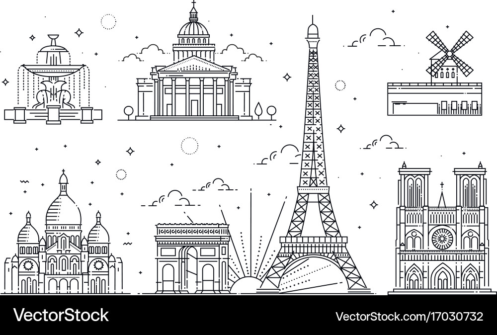 Architectural landmarks of paris Royalty Free Vector Image