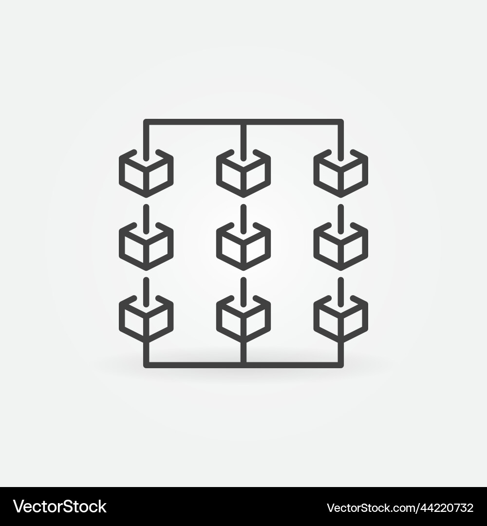 Blockchain technology with nine blocks Royalty Free Vector