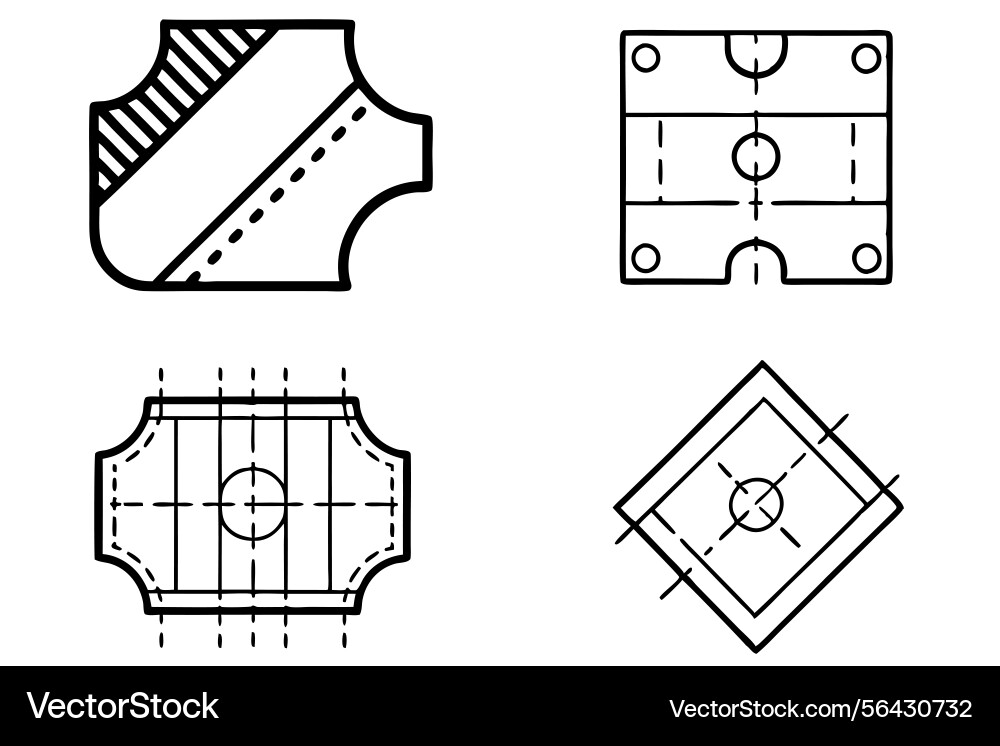 Blueprint and technical drawing of industrial Vector Image