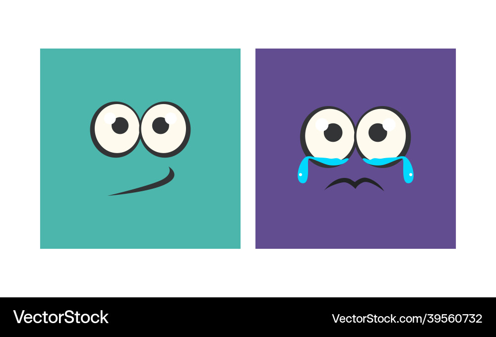Cartoon square face with emotion expression Vector Image